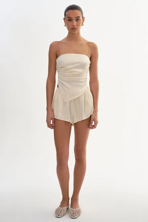 LAMARQUE Melina Satin Micro Shorts - Cream