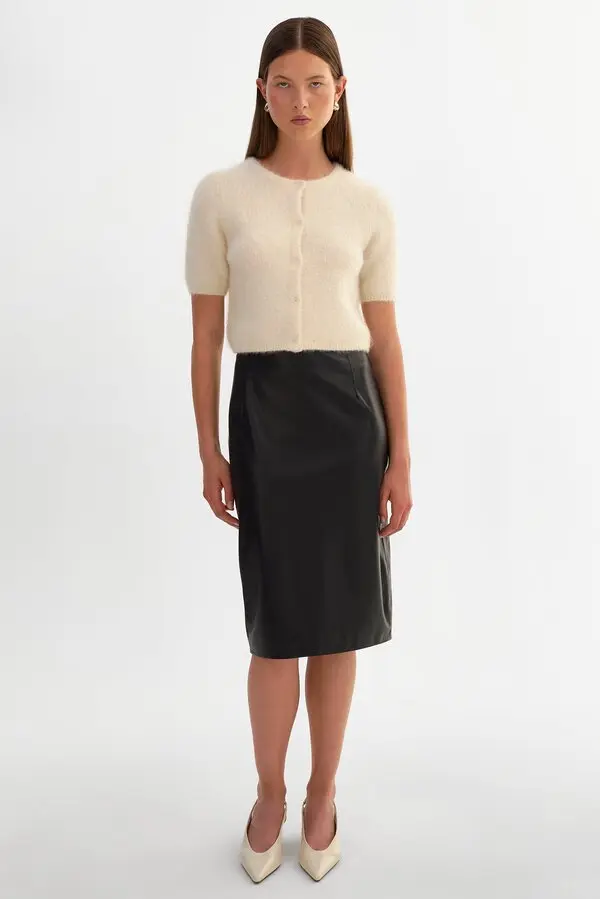 LAMARQUE Luciana Faux Leather Pencil Skirt - Black