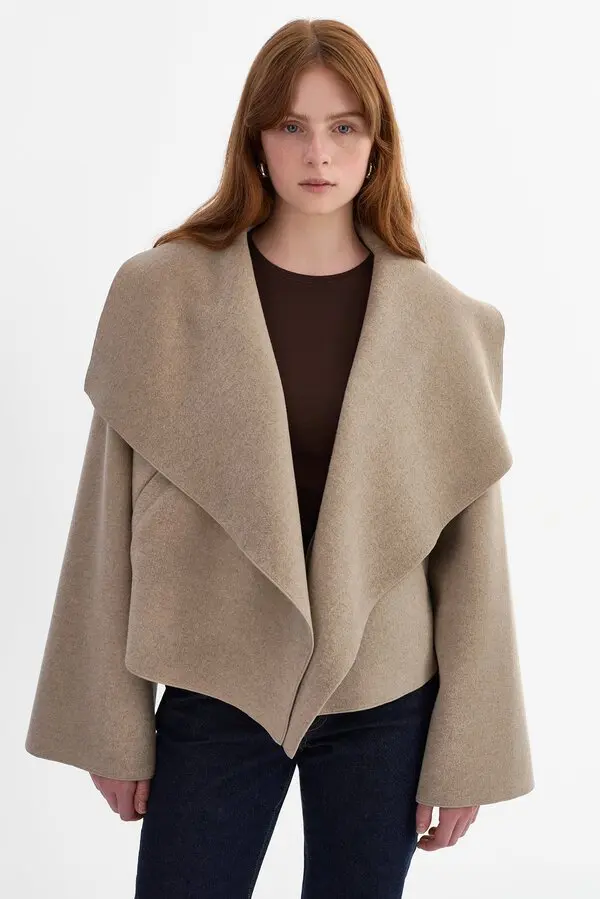 LAMARQUE Luisa Cropped Cascade Collar Jacket - One-color