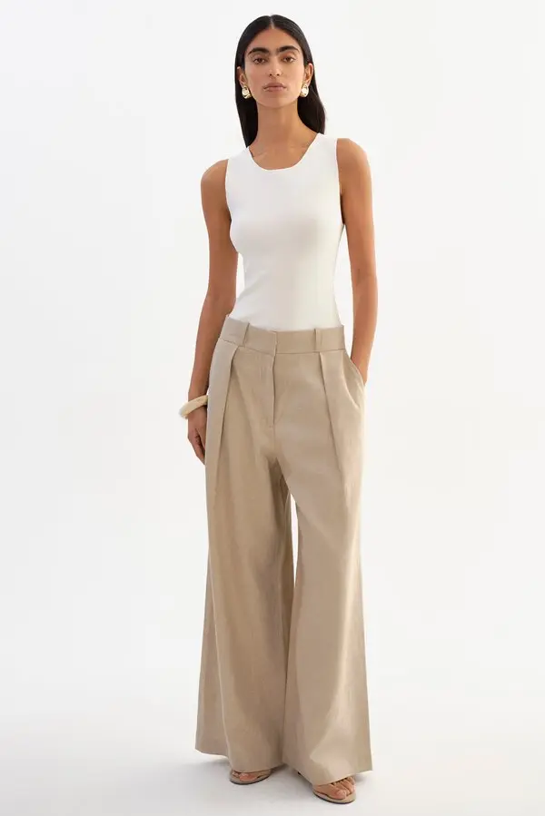LAMARQUE Miriam Wide-leg Linen Pants