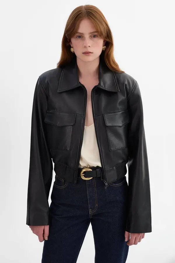 LAMARQUE Perry Leather Bomber Jacket - One-color