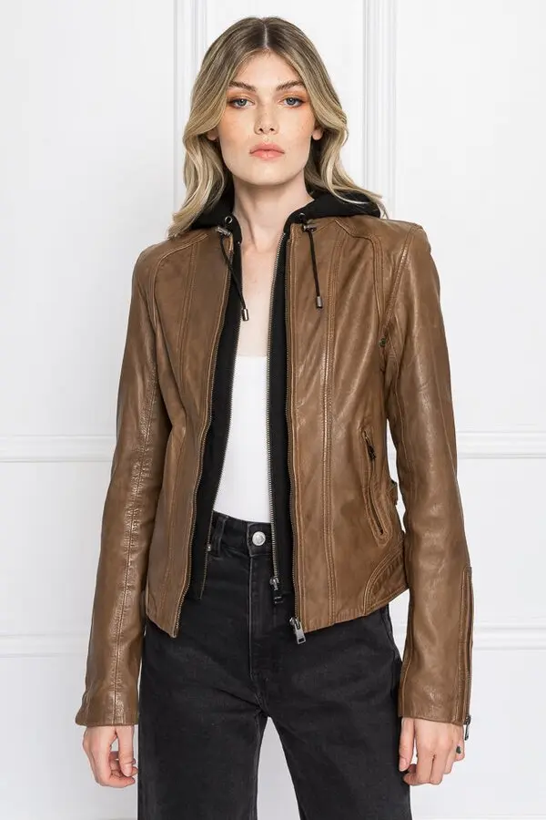 LAMARQUE Arlette Leather Biker Jacket - Rawhide