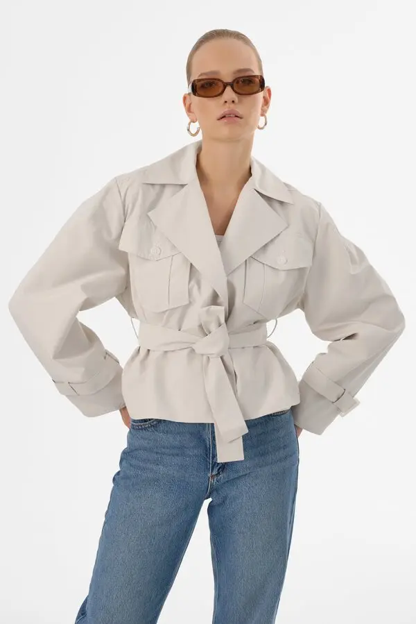 LAMARQUE Quinn Cropped Trench Coat - One-color
