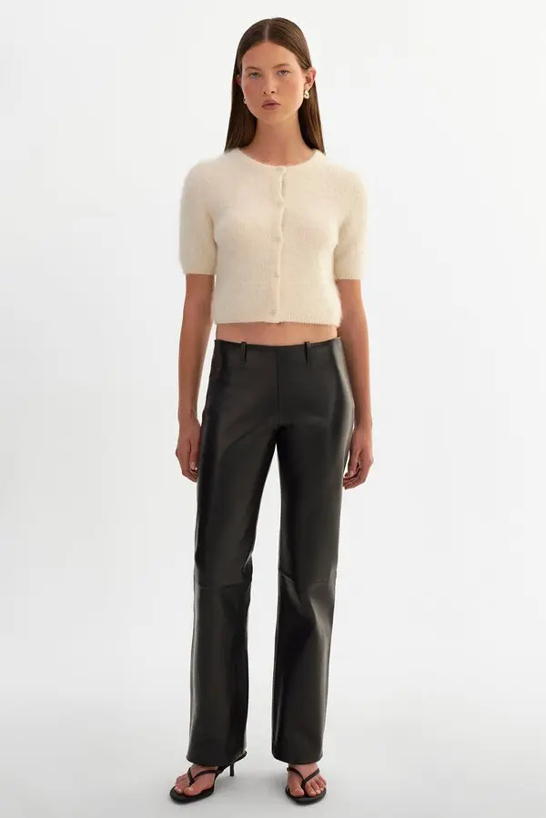 LAMARQUE Tia Low Rise Leather Pants - Black