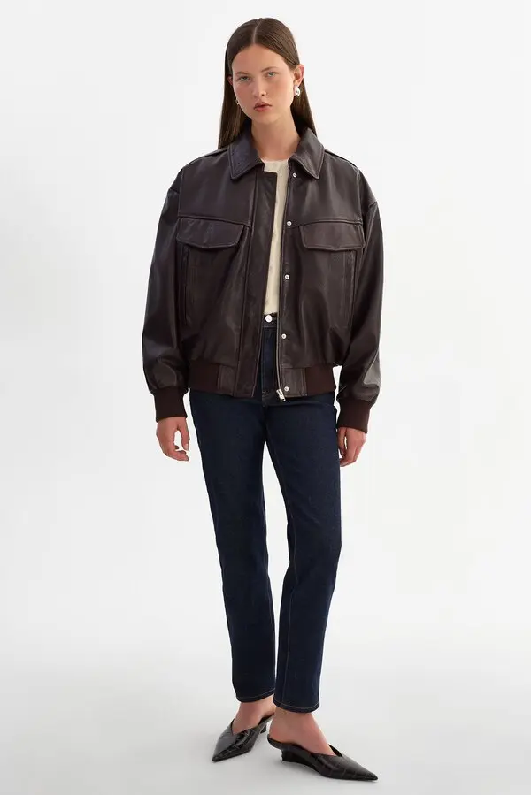 LAMARQUE Trevanna Leather Bomber Jacket - One-color