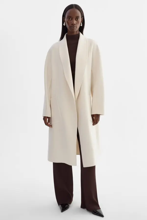 LAMARQUE Thara Shawl Collar Wool Coat - Black