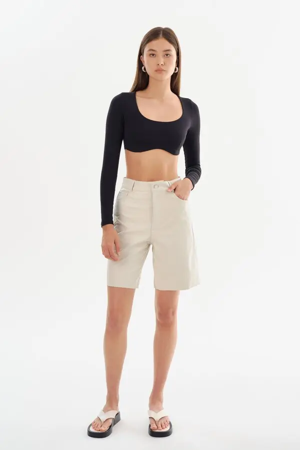 LAMARQUE Arae Faux Leather Shorts - Bone