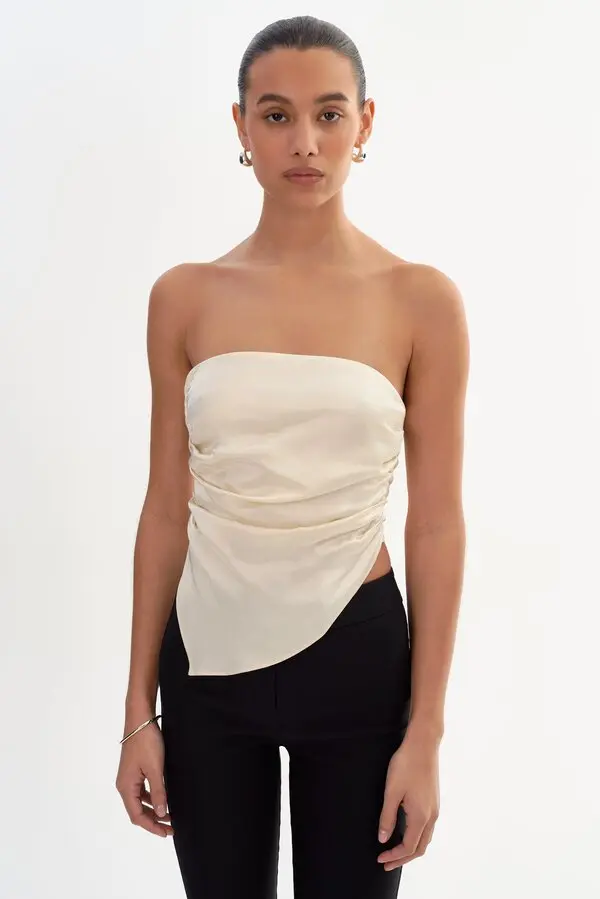 LAMARQUE Baila Asymmetric Satin Scarf Top - One-color