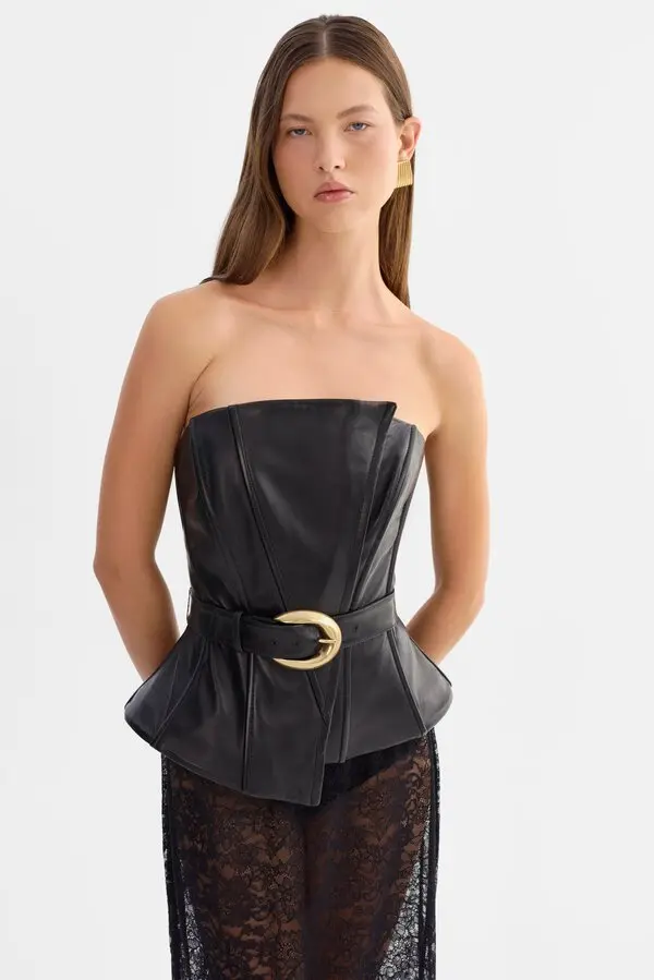 LAMARQUE Cala Belted Leather Bustier - One-color