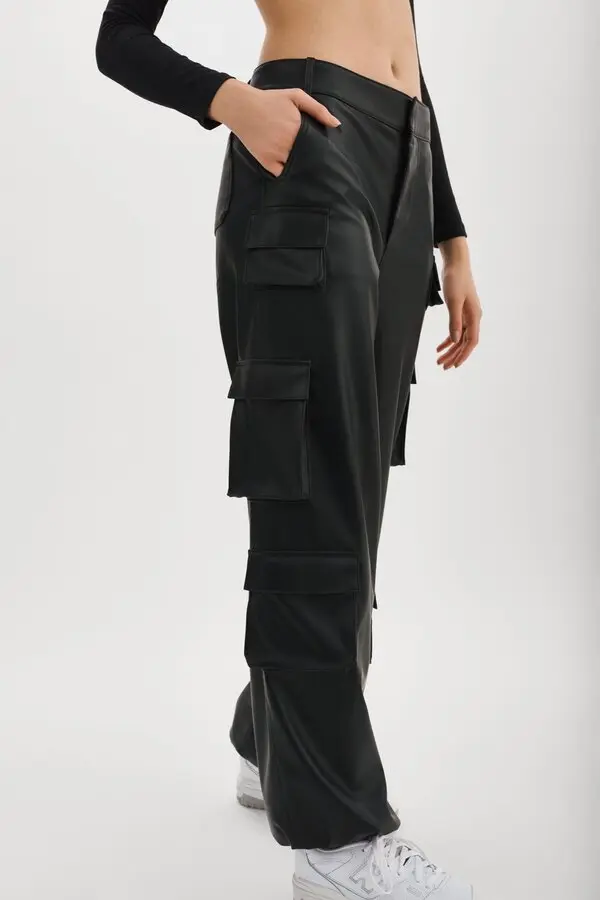 LAMARQUE Bobbi Faux Leather Cargo Pants - Black