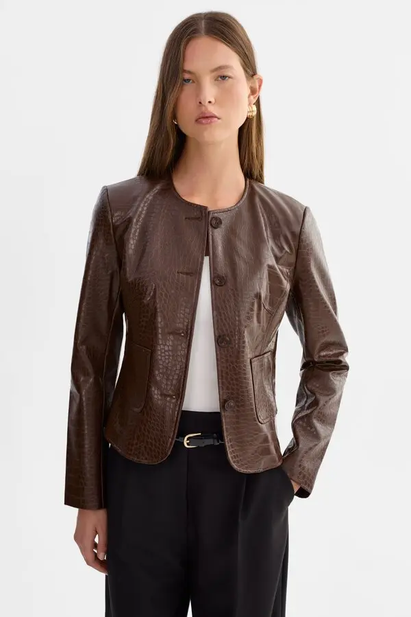 LAMARQUE Agnes Faux Leather Croco Jacket