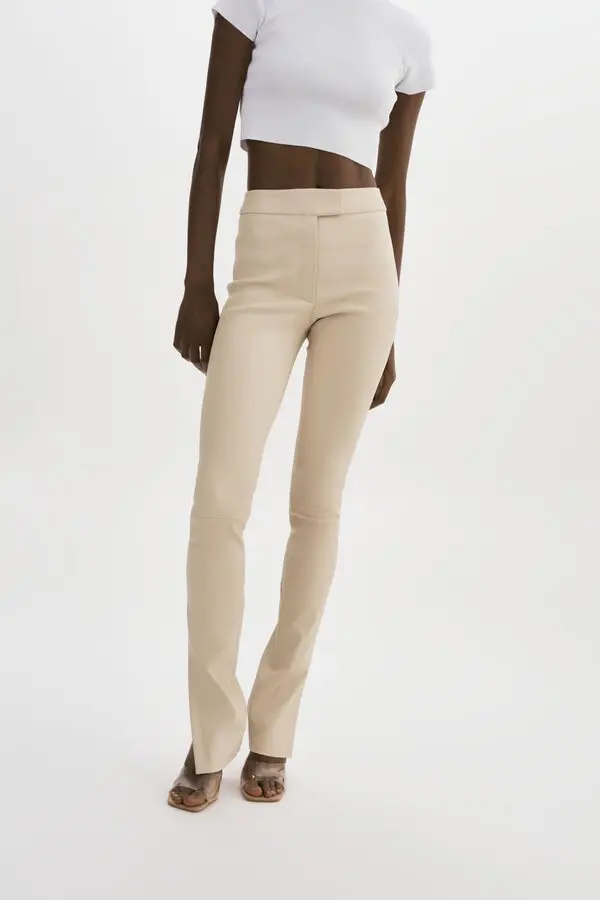 LAMARQUE Dawn Stretch Leather Pants - Bone