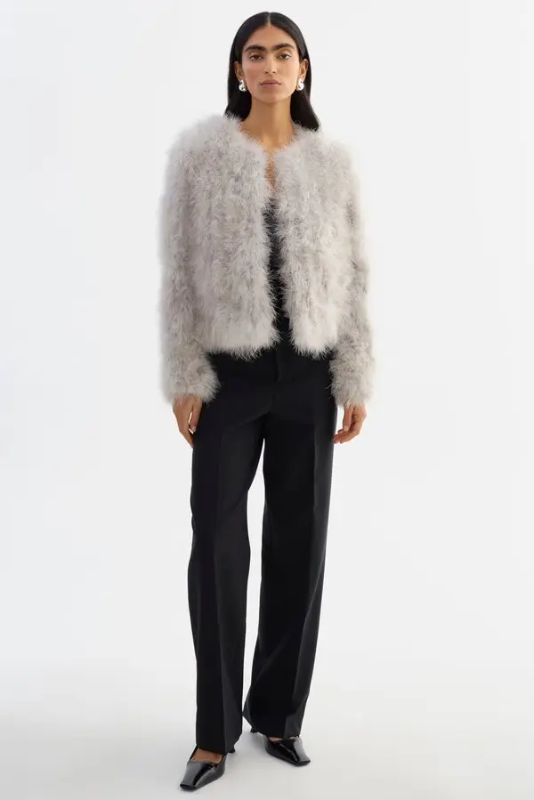 LAMARQUE Deora Feather Jacket - Light Grey