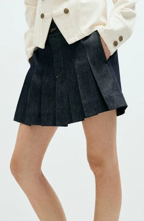 Mango Macy Pleated Denim Miniskirt