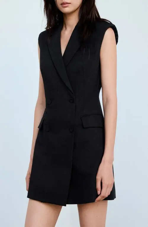Mango Loi Pinstripe Sleeveless Mini Coat Dress