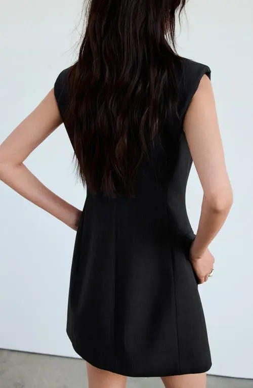 Mango Loi Pinstripe Sleeveless Mini Coat Dress