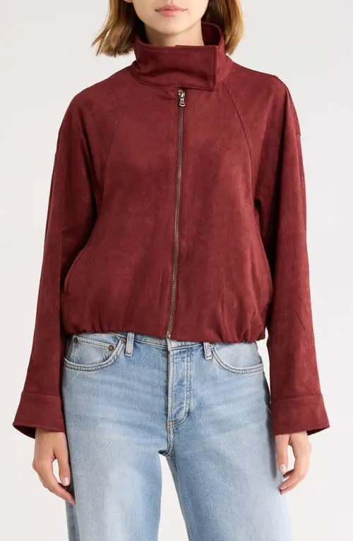 KITTENISH Faux Suede Bomber Jacket - Bardot