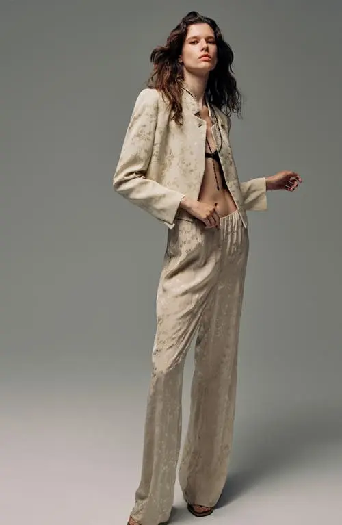 Mango Lenny Jacquard Straight Leg Pants
