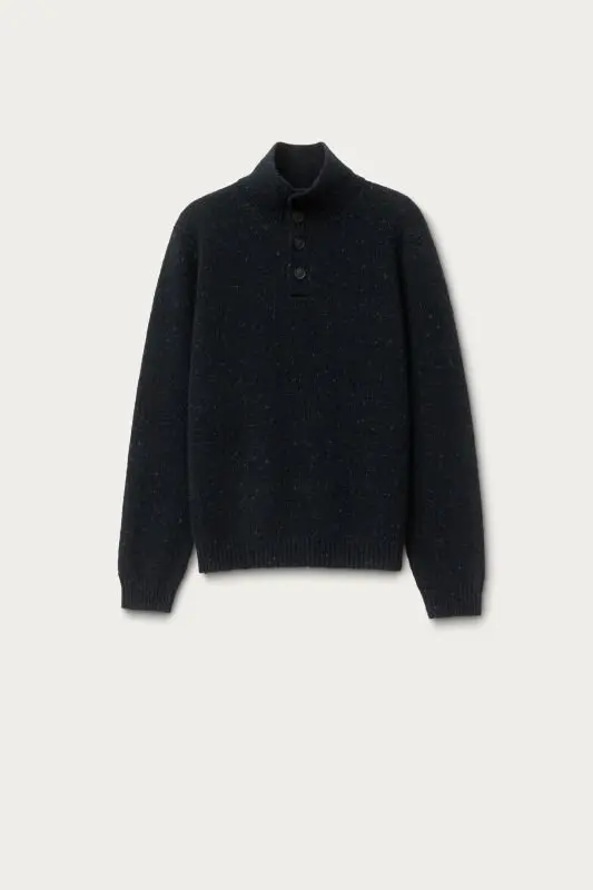 Iris Von Arnim Wool-cashmere Half-zip Sweater - Navy