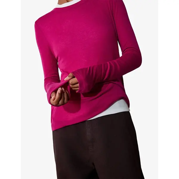 Whistles Crewneck Long-sleeve Jersey Top
