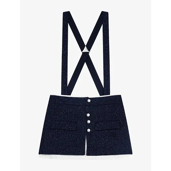 Maje Contrast Cross-strap Tweed Shorts