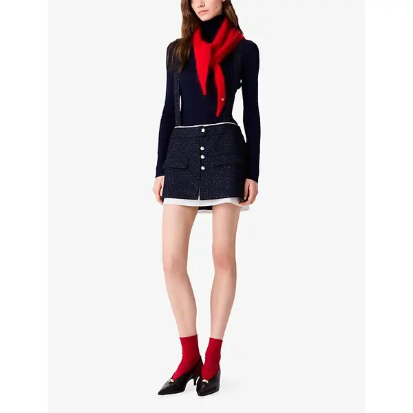Maje Contrast Cross-strap Tweed Shorts