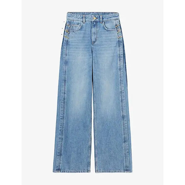 Claudie Pierlot Cut-out Straight-leg Denim Jeans - Blue Denim