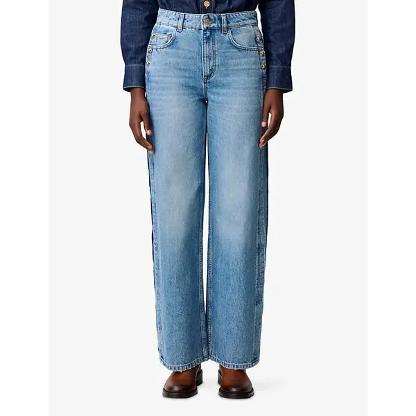 Claudie Pierlot Cut-out Straight-leg Denim Jeans