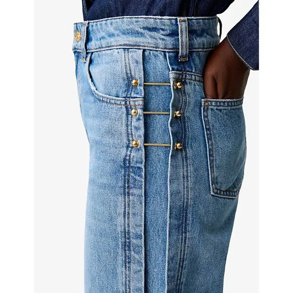 Claudie Pierlot Cut-out Straight-leg Denim Jeans