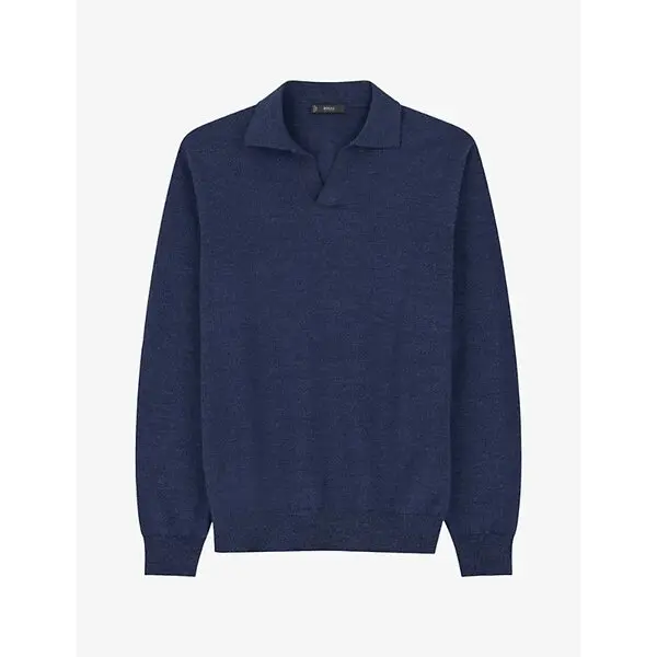 Boggi Milano Open-collar Knitted Polo Shirt