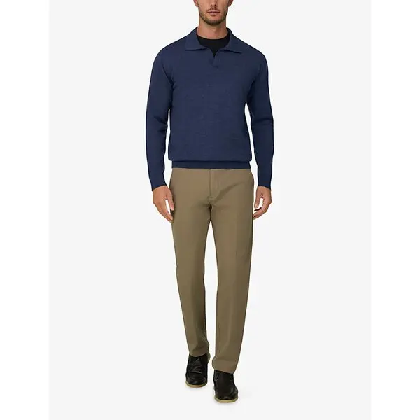 Boggi Milano Open-collar Knitted Polo Shirt