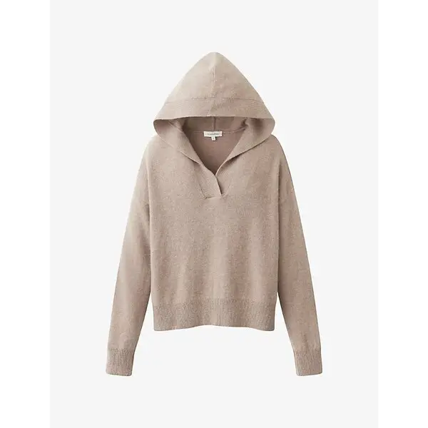 THE WHITE COMPANY Relaxed-fit Knitted Cashmere Hoody - Rye Marl