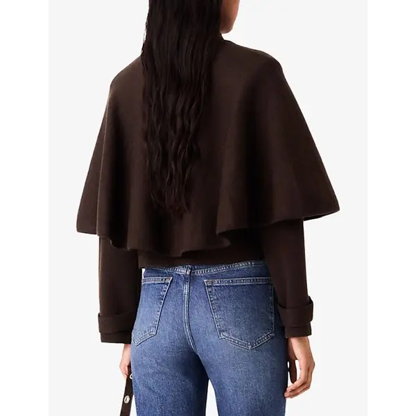 Maje Cape High-neck Wool-blend Cardigan
