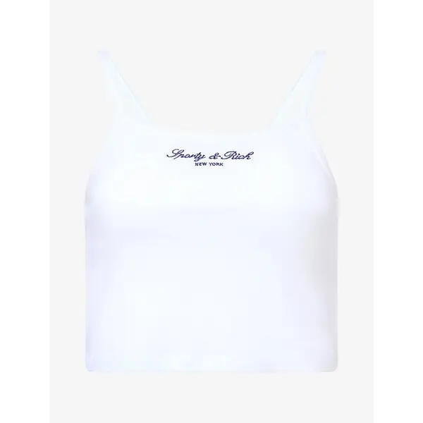 Sporty & Rich Signature Ny Cropped Cotton Tank Top - White
