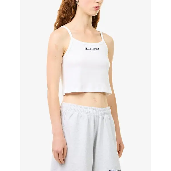 Sporty & Rich Signature Ny Cropped Cotton Tank Top - White