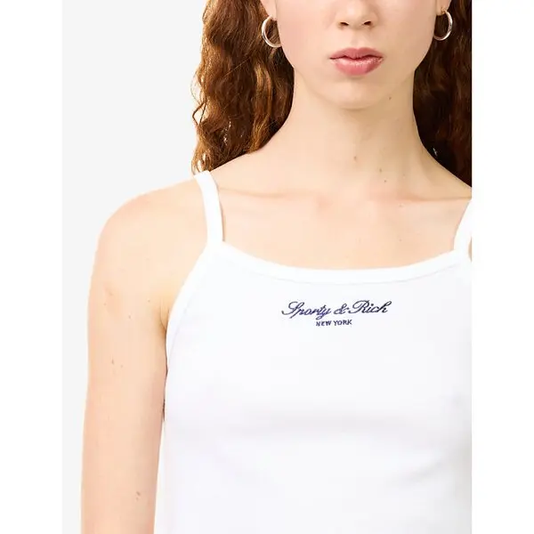 Sporty & Rich Signature Ny Cropped Cotton Tank Top - White