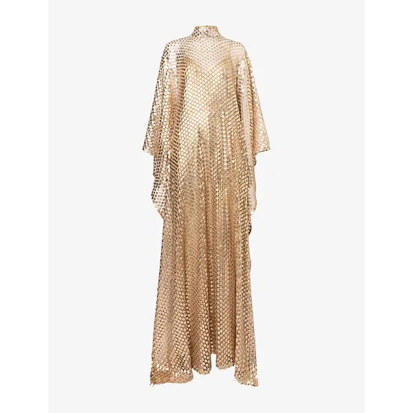 TALLER MARMO Deserto Sequinned Woven Kaftan Dress - Brass