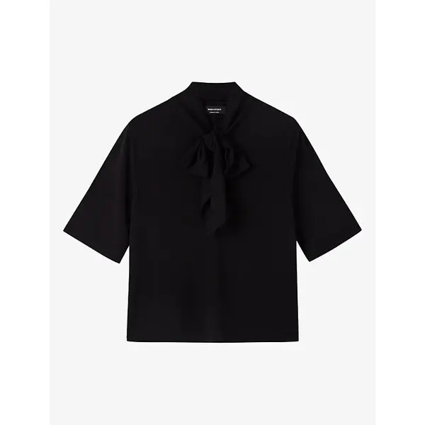 Whistles Tie-neck Short-sleeve Jersey Top