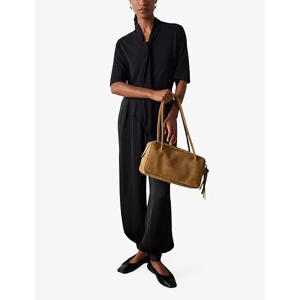 Whistles Tie-neck Short-sleeve Jersey Top