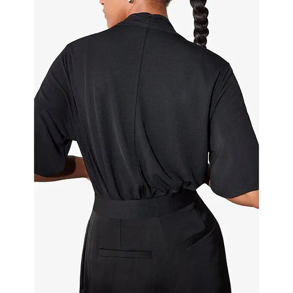 Whistles Tie-neck Short-sleeve Jersey Top