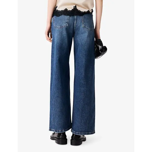 Maje Wide-leg Patch-pocket Stretch-denim Jeans