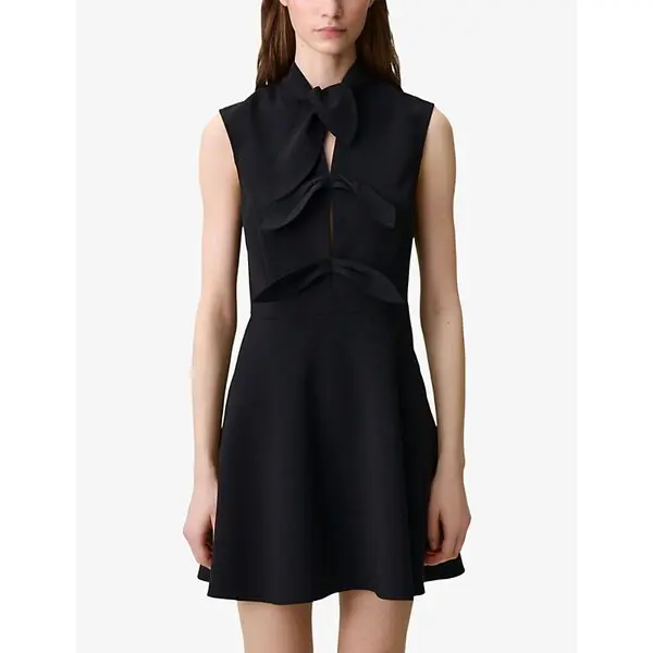 Claudie Pierlot Bow-embellished Crepe Mini Dress