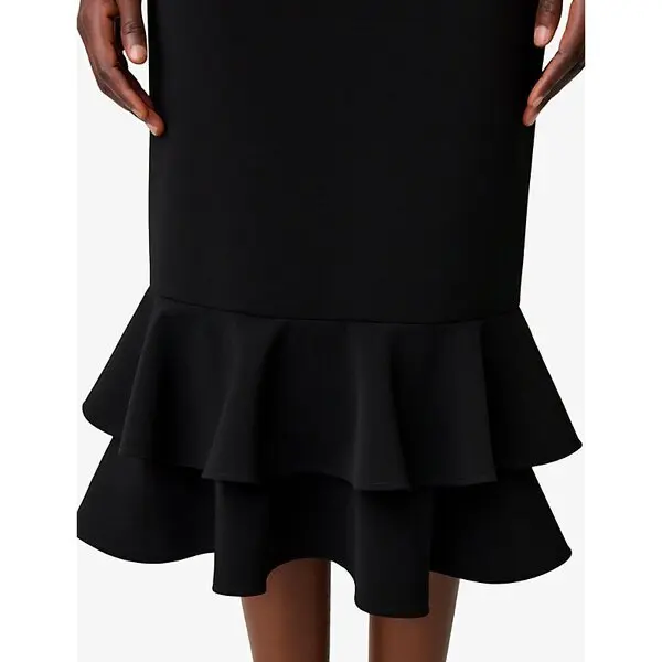 Claudie Pierlot Ruffled-trim Crepe Midi Skirt