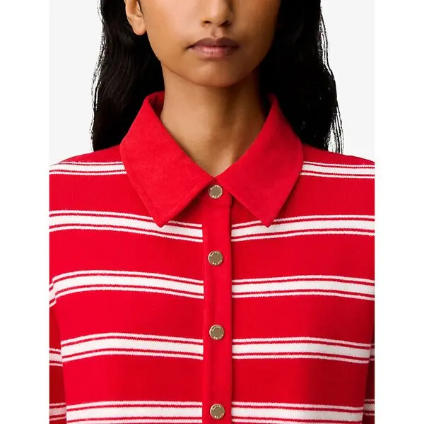Claudie Pierlot Relaxed-fit Striped Wool-blend Cardigan - Red