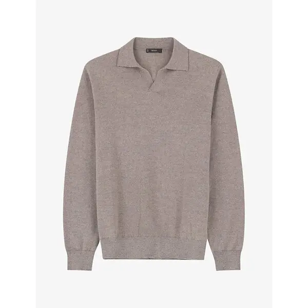 Boggi Milano Open-collar Knitted Polo Shirt
