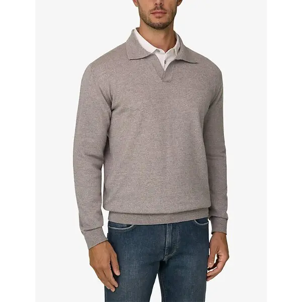 Boggi Milano Open-collar Knitted Polo Shirt