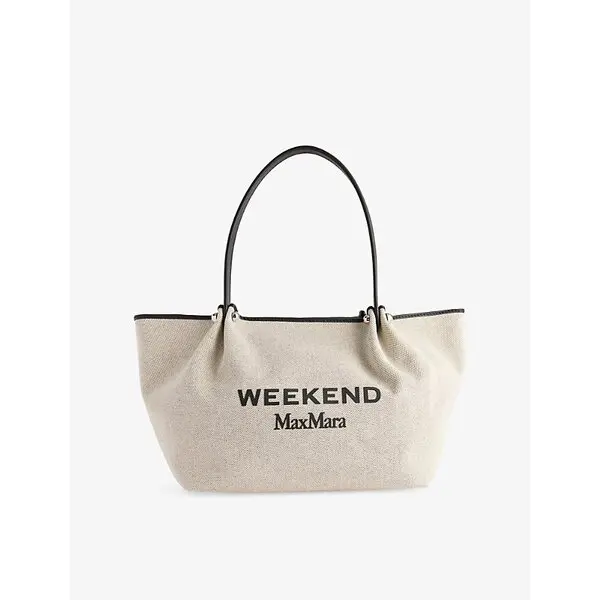 Max Mara Logo-print Cotton-canvas Tote Bag