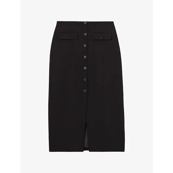 Claudie Pierlot Button-embellished Crepe Midi Skirt