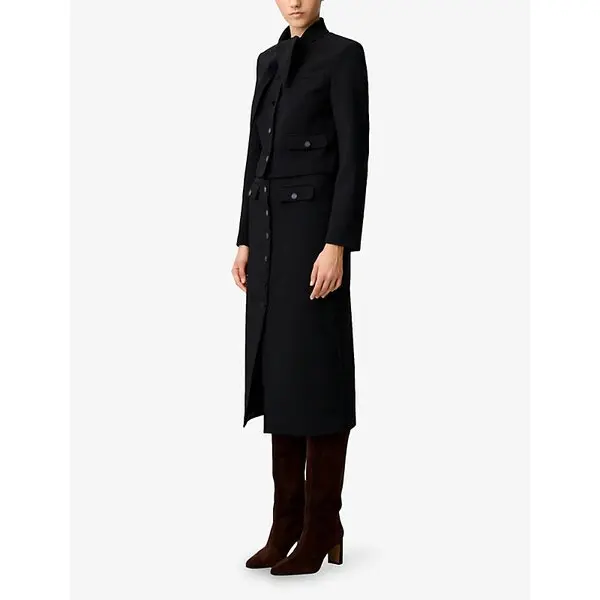 Claudie Pierlot Button-embellished Crepe Midi Skirt