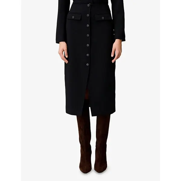 Claudie Pierlot Button-embellished Crepe Midi Skirt
